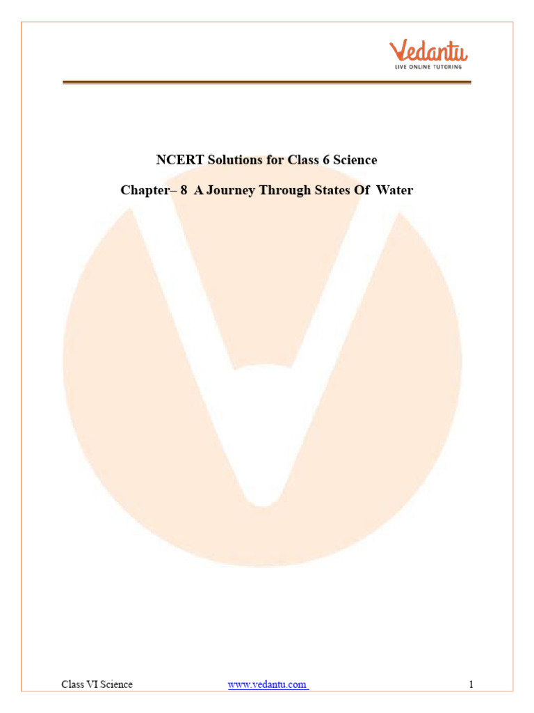 Ncert Solutions Class 6 Science Chapter 8 | PDF | Water | Water Vapor