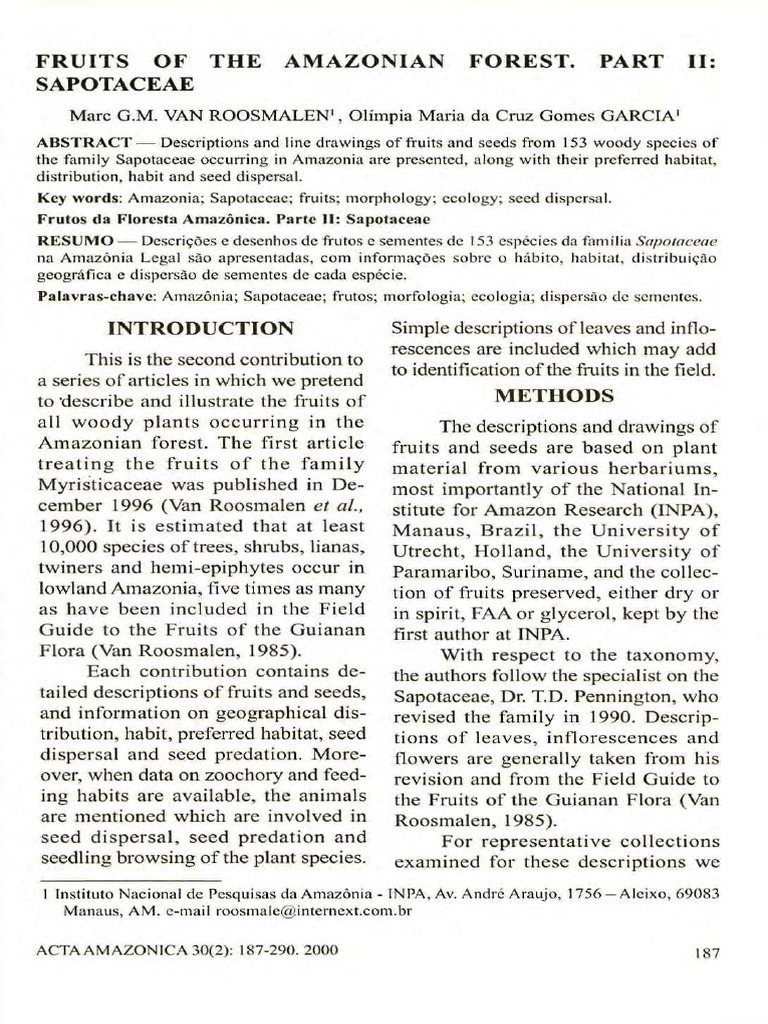 Amazonian Sapotaceae Fruits | PDF | Fruit | Trees