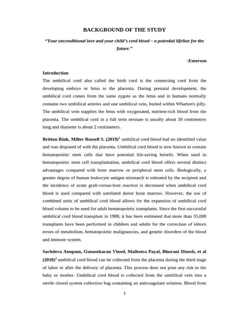 Final Thesis Corrections | PDF | Hematopoietic Stem Cell Transplantation | Placenta