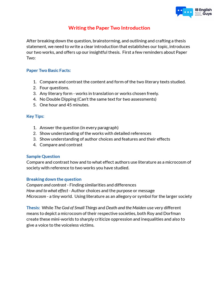99 - Paper Two Writing The Introduction | PDF