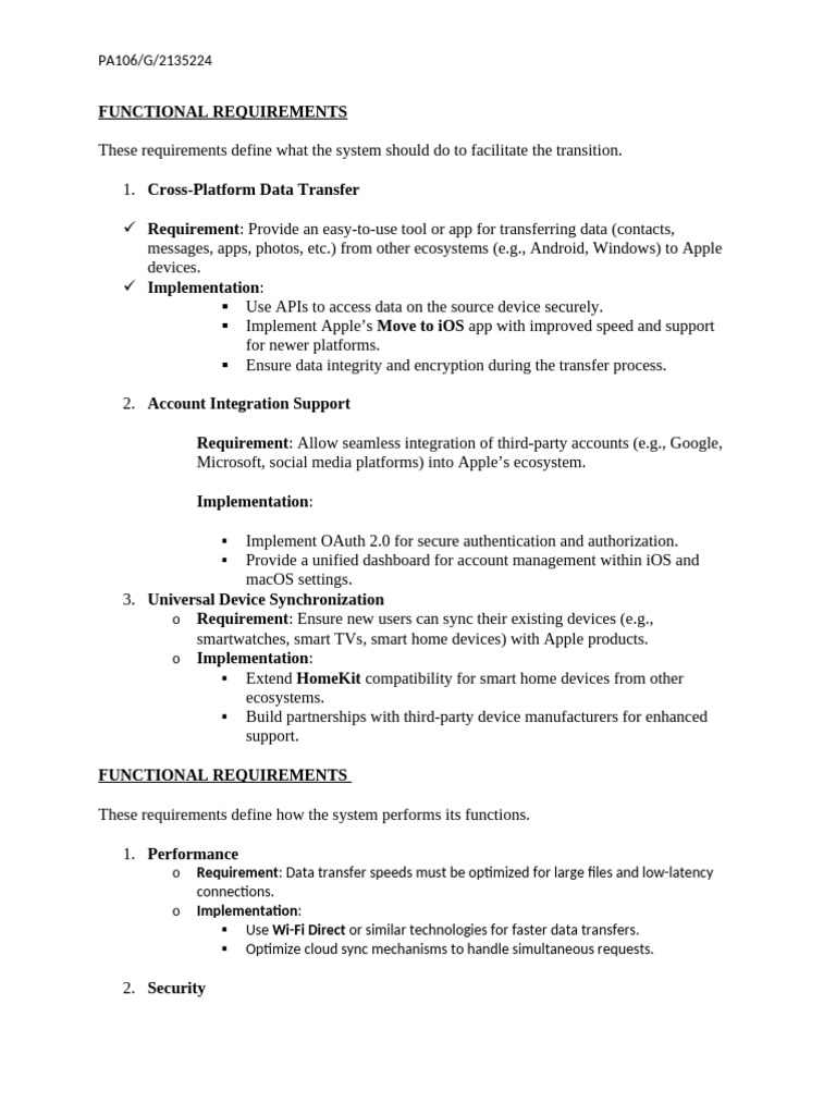FUNCTIONAL REQUIREMENTS Asignment | PDF