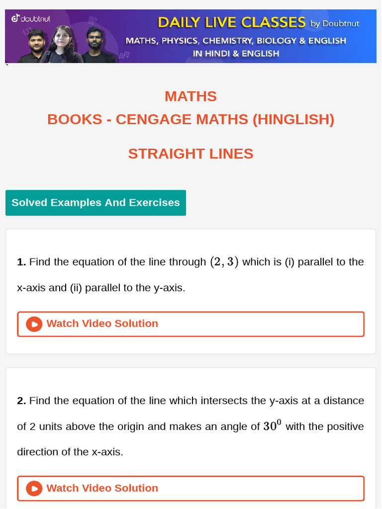 Cengage Maths: Straight Lines | PDF | Euclidean Geometry | Elementary ...