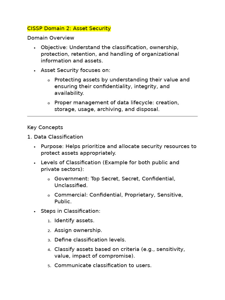 CISSP Asset Security Guide | PDF | Information Security | Security
