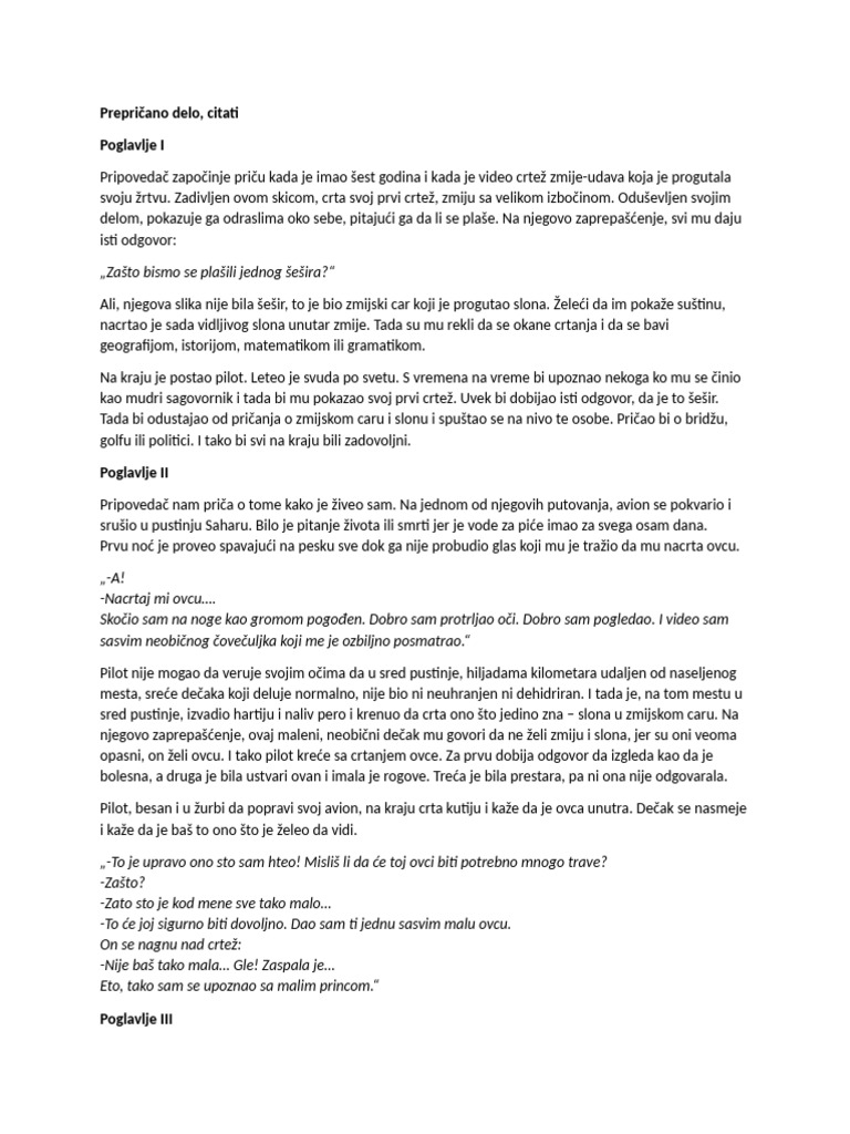 mali princ prepricano | PDF