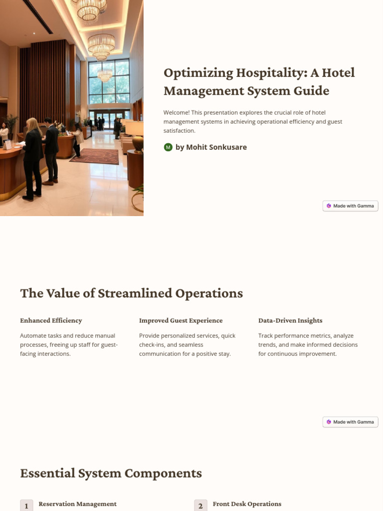 Optimizing Hospitality A Hotel Management System Guide | PDF ...