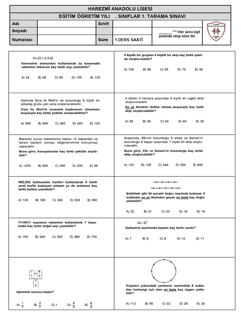 10 sınıf tarama 1.2 | PDF