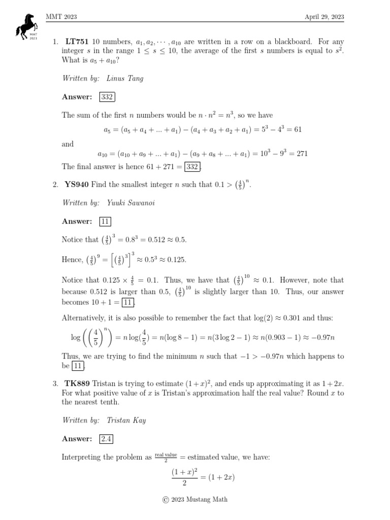 MMT 2023 Math Problem Solutions | PDF | Area | Triangle