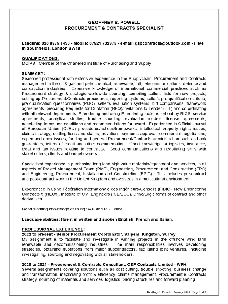 Geoff Powell CV January 2024 | PDF