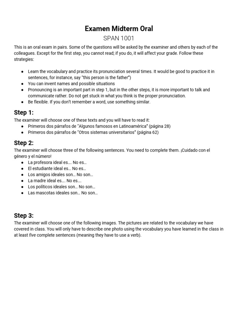 1001 Examen Midterm Oral-Fall24 | PDF