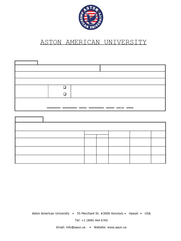 Aston American Application Form | PDF