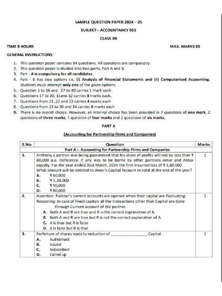 Accountancy Previous Year Question Papers - Compress | PDF
