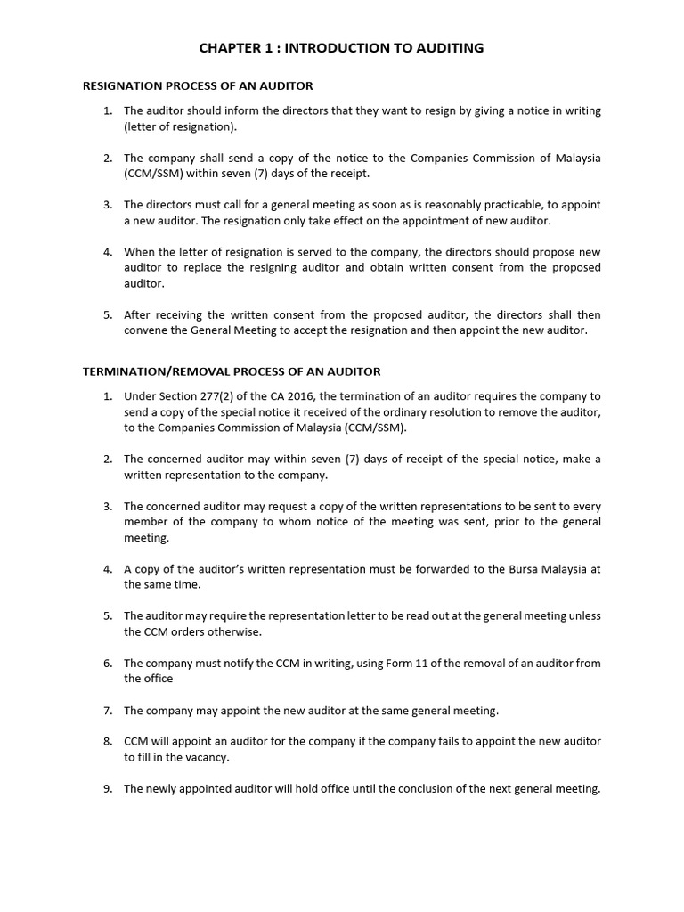 Auditor Resignation and Removal Process | PDF