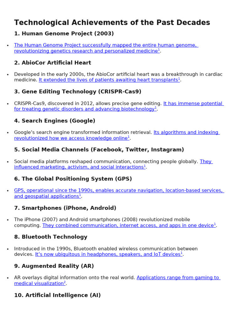 CJ - Technological Achievements of The Past Decades | PDF | Augmented ...