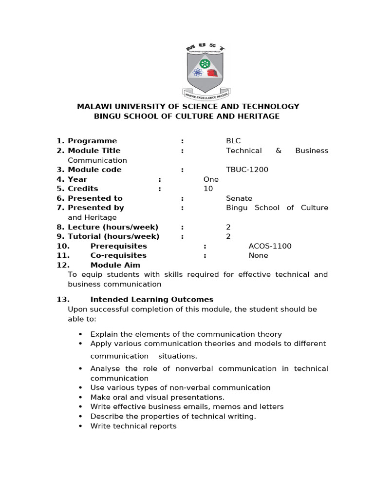 Tbuc 1200 Course Outline Reviewed | PDF | Communication | Nonverbal ...