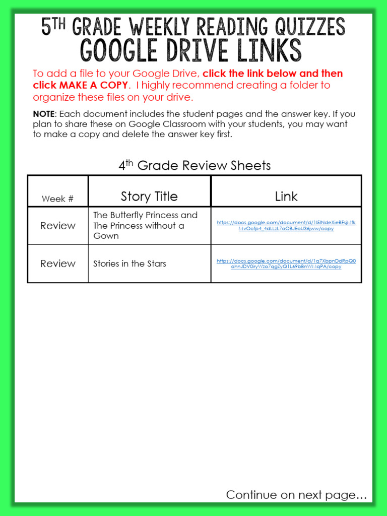 5th Grade Reading Quiz Resources | PDF