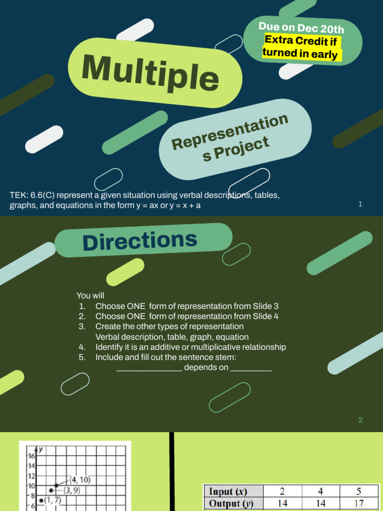Multiple Representation Project Instructions | PDF
