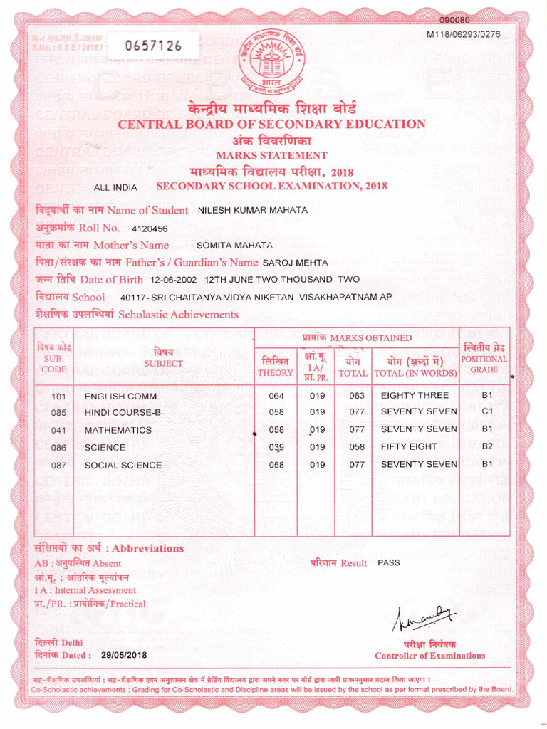 2024sep@000158 - XTH Mark Sheet | PDF
