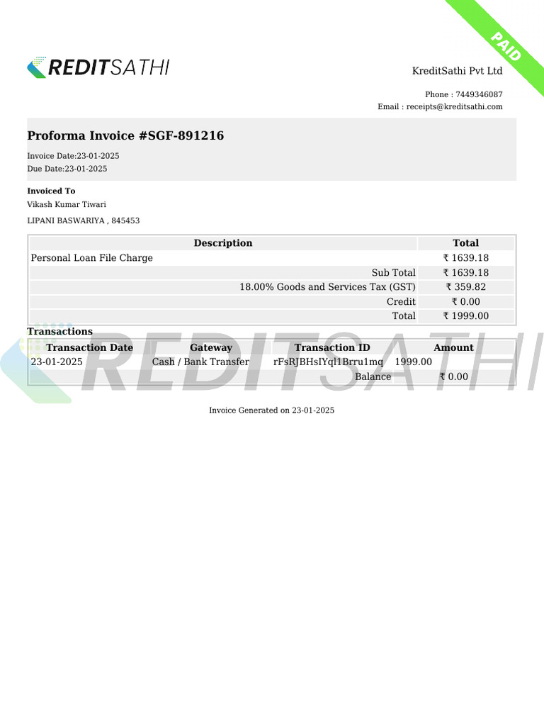 File Charge Invoice | PDF