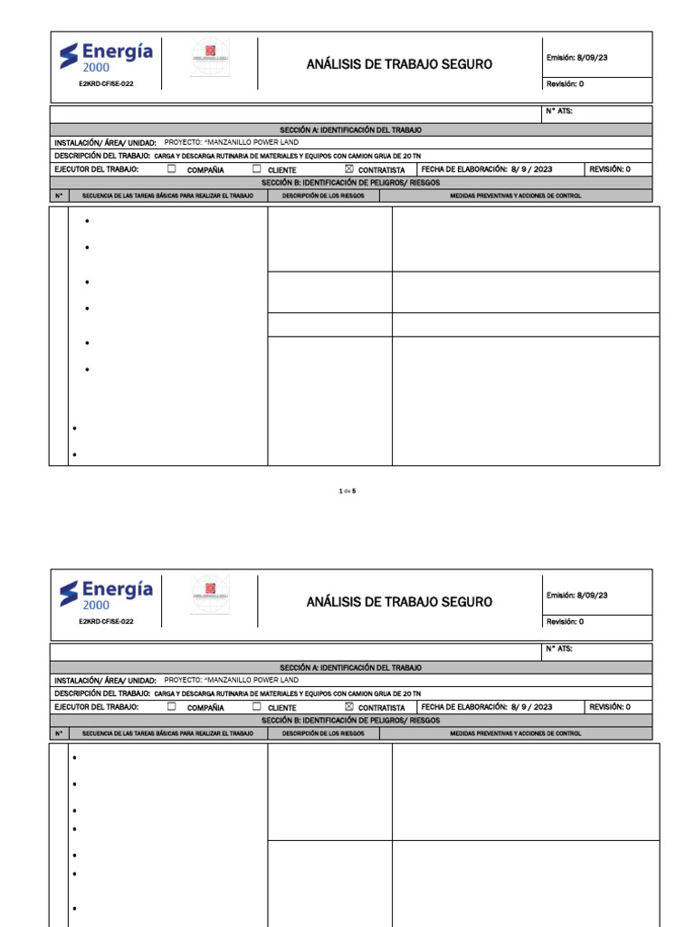 ATS 06.3-CARGA Y DESCARGA RUTINARIA DE MATERIALES Y EQUIPOS CON CAMION GRUA DE 20 TN (1) | PDF ...
