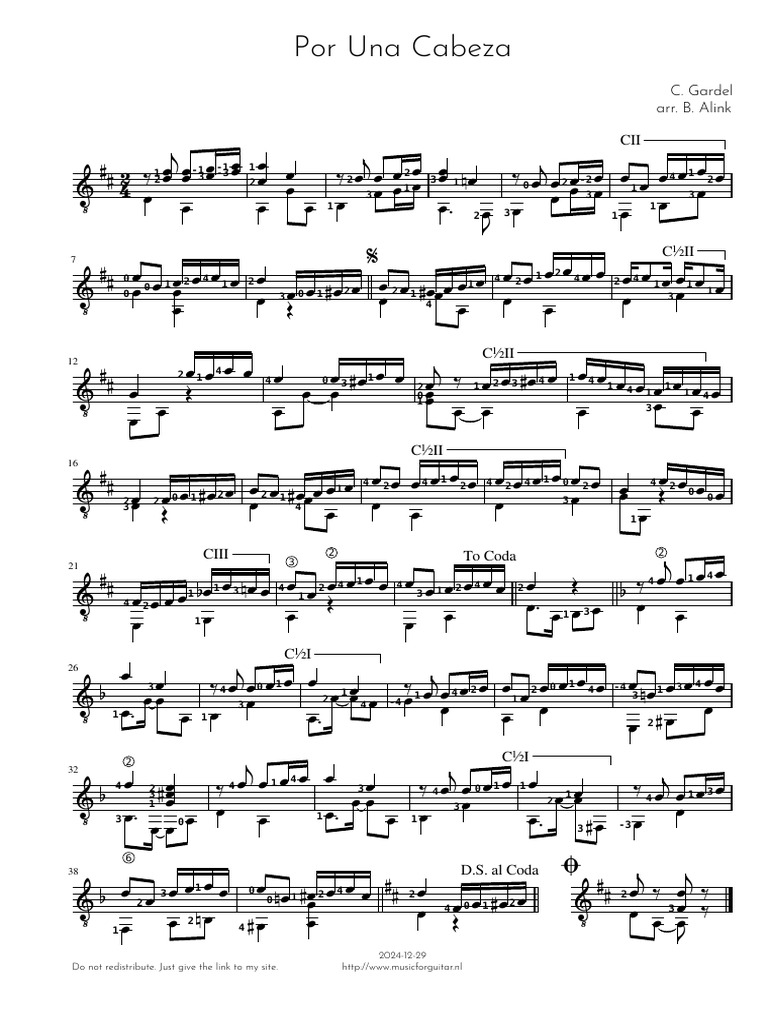 Por Una Cabeza Arr Bert Alink | PDF