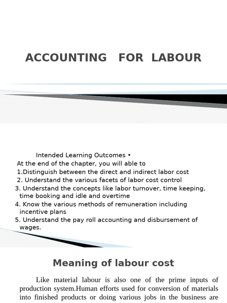 Accounting For Labour Cost Revis | PDF | Piece Work | Labour Economics