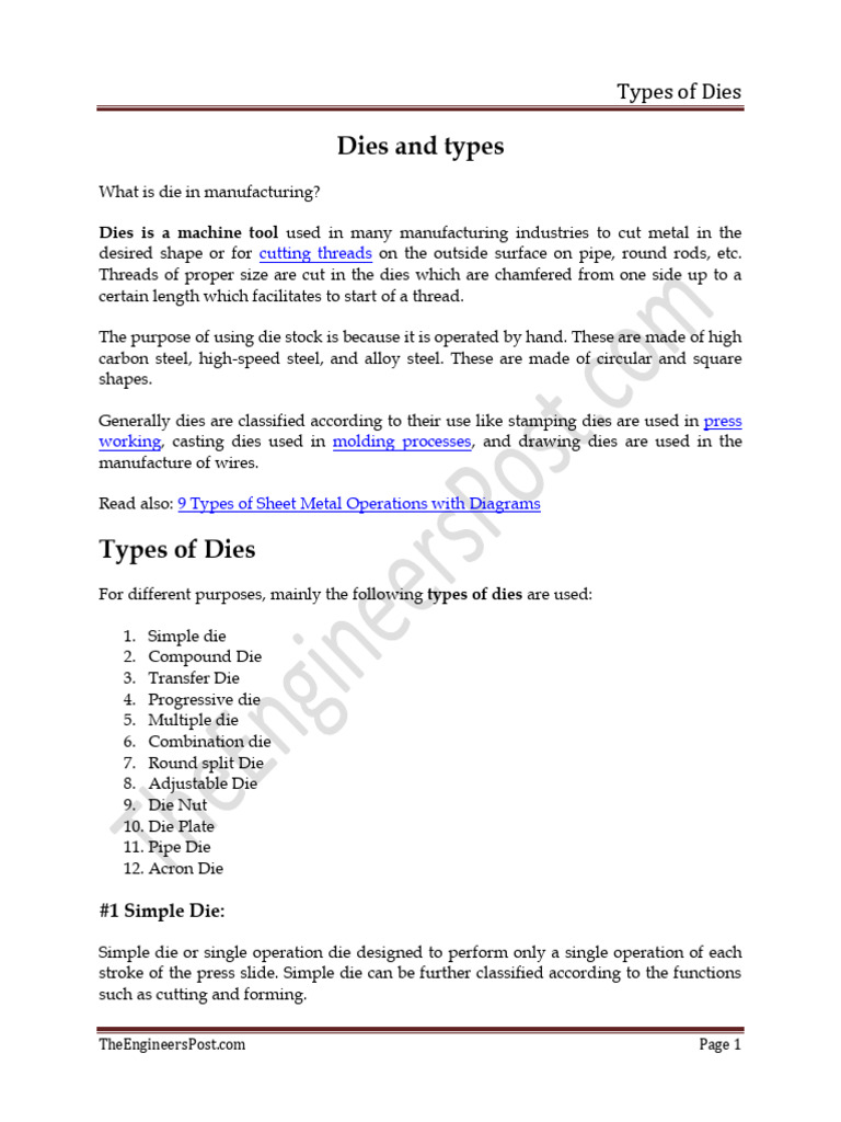 Types of Dies - 072553 | PDF | Screw | Building Materials
