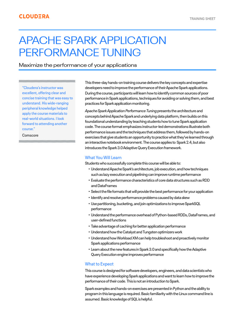 Apache Spark Application Performance Tuning Pdf Apache Spark Computing