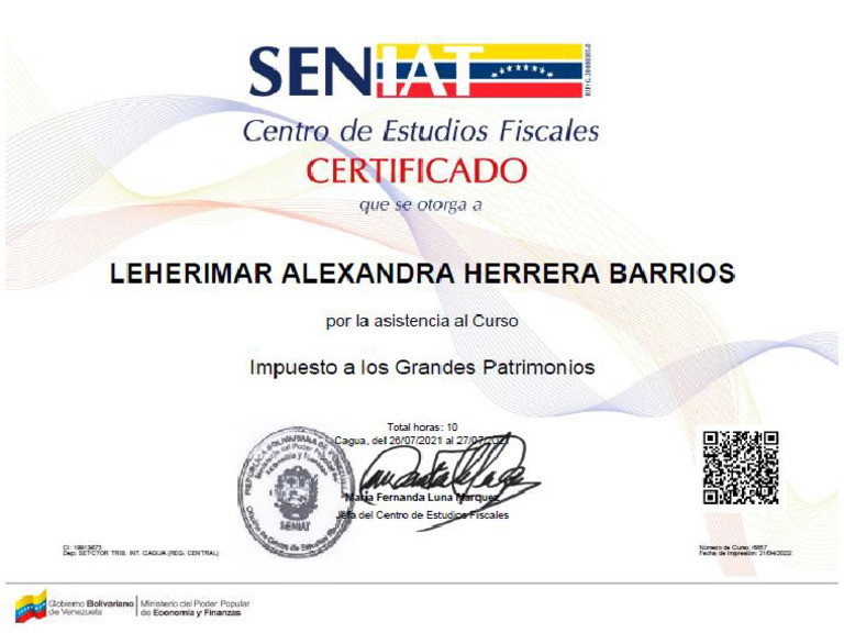 Certificado Cef de Leherimar Herrera Actividad 6857 | PDF