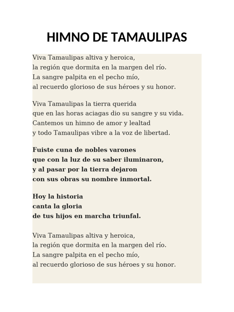 Himno de Tamaulipas | PDF