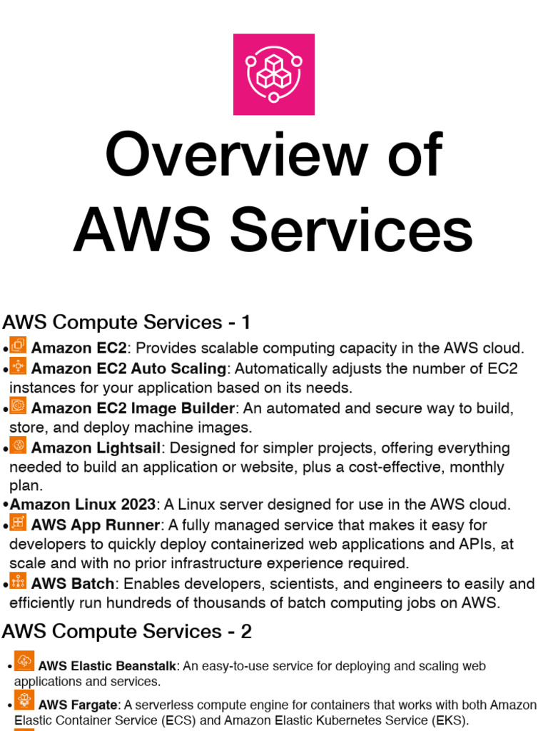 Overview of AWS Services Part 1 V2 | PDF | Amazon Web Services | Cloud Computing