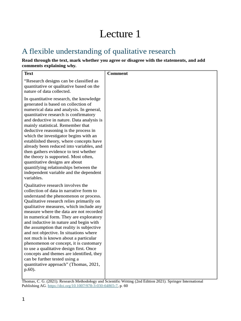 Lecture 1 - Workbook For Qualitative Data Analysis | PDF | Quantitative ...
