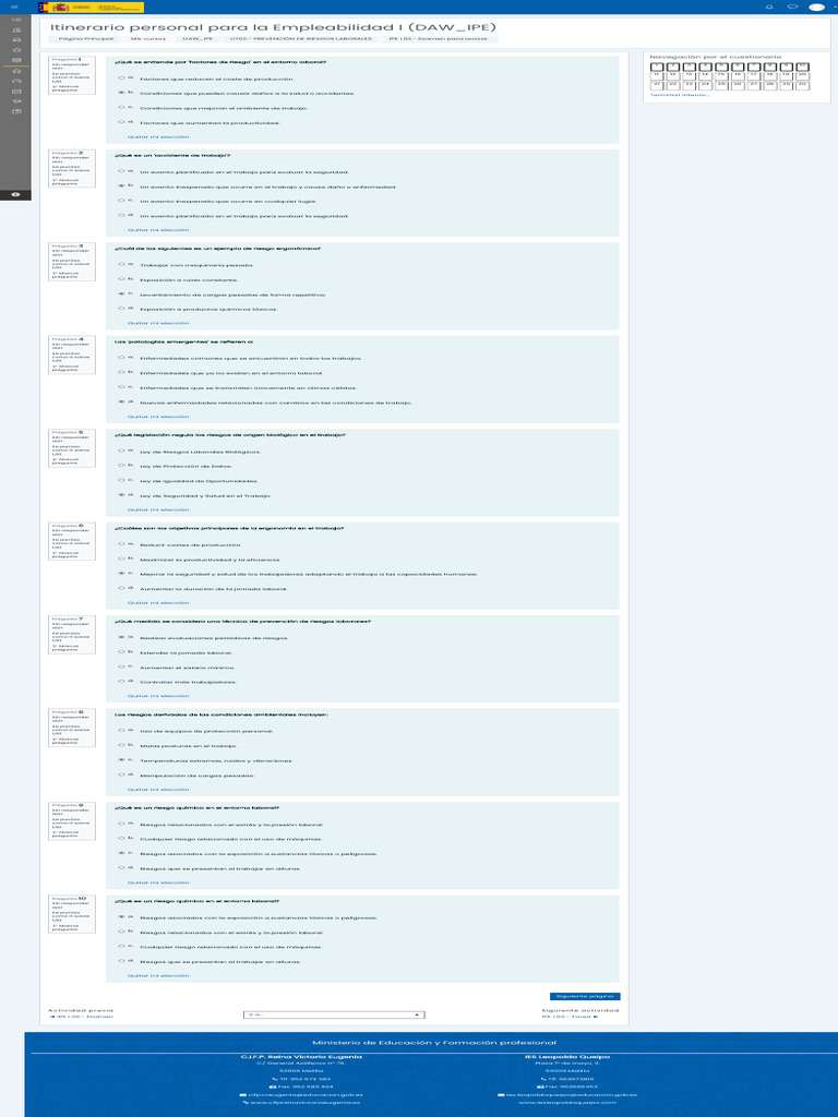 IPE I 02. - Examen para Revisar (Página 1 de 3) | PDF | Seguridad y salud ocupacional | Las ...