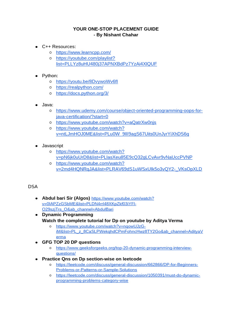 Placement Guide | PDF | Applied Mathematics | Algorithms
