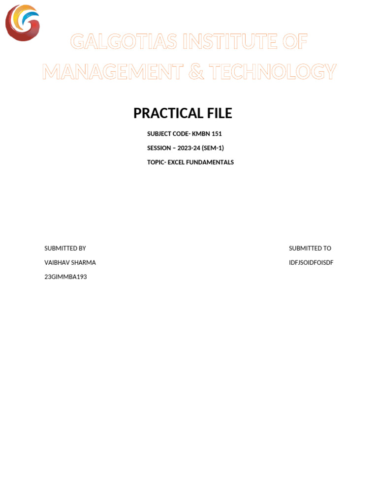 Sem 1 Excel | PDF