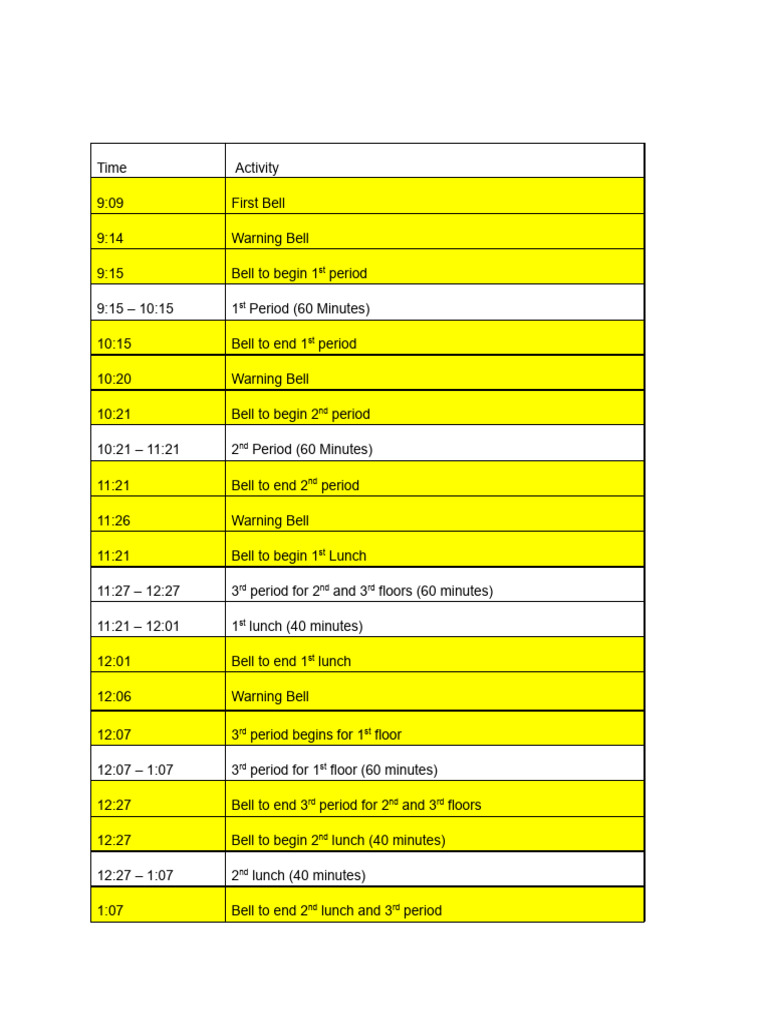 Early Release Schedule | PDF