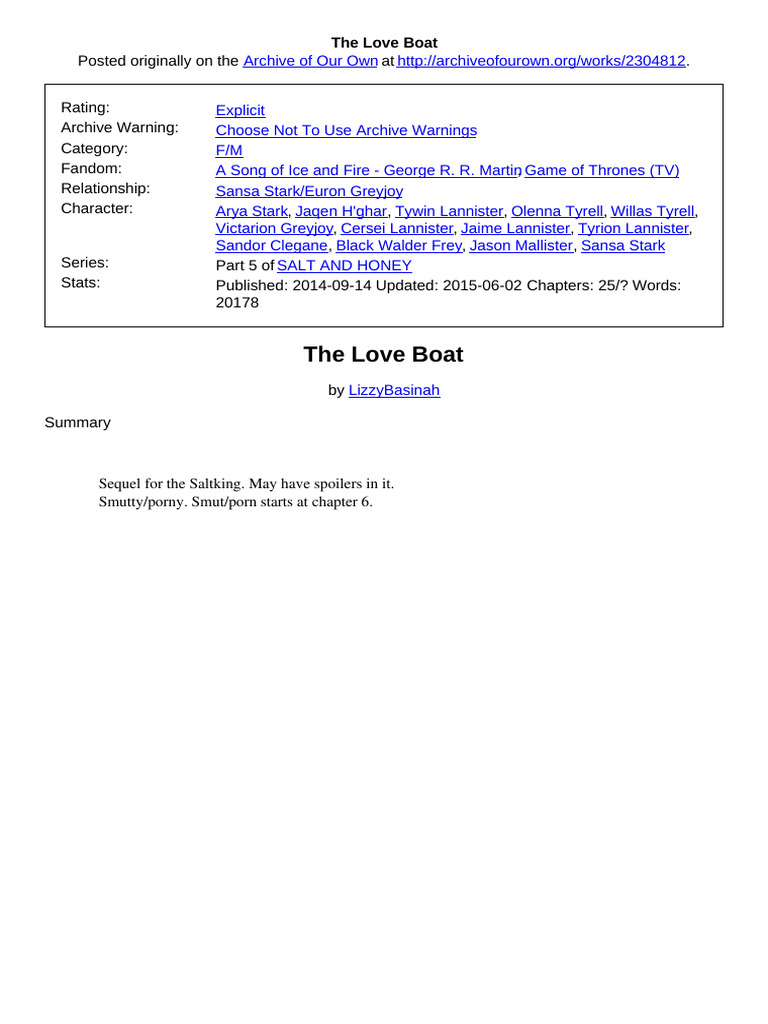 The Love Boat | PDF | World Of A Song Of Ice And Fire | A Song Of Ice ...