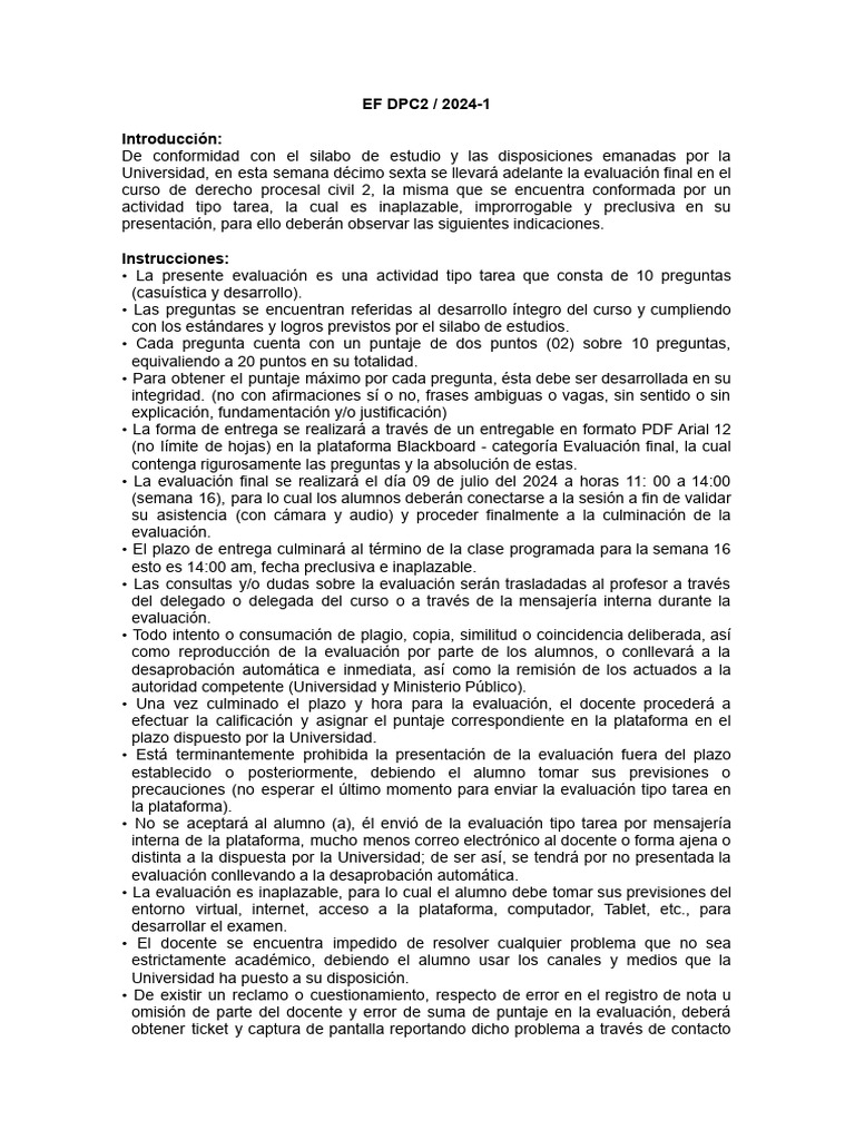 EF DPC2.docx | PDF | Ley común | Justicia