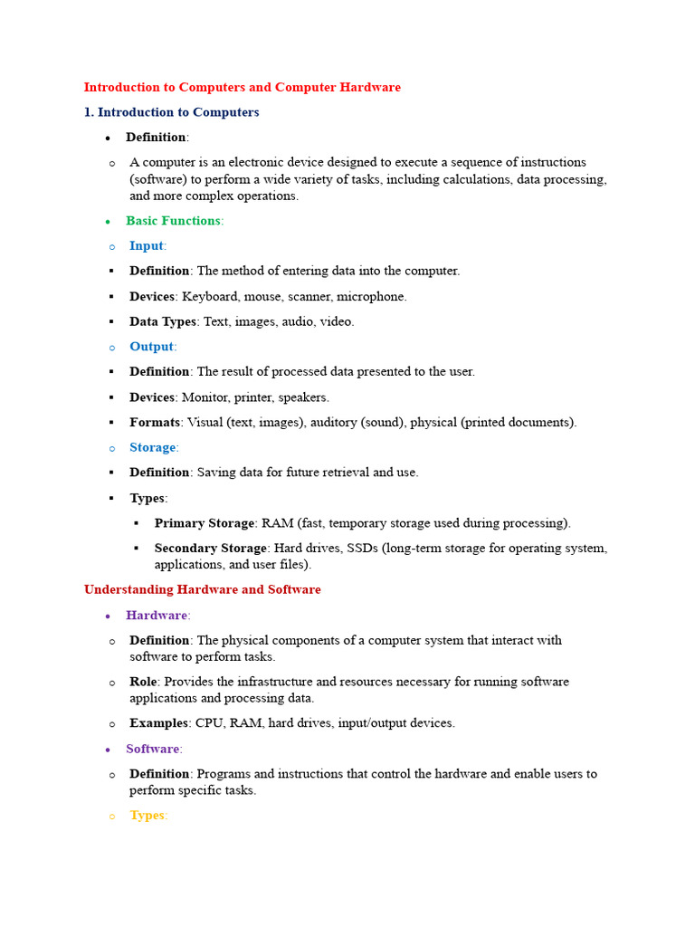 Introduction to Computers and Computer Hardware and Computer Components ... Introduction to Computers and Computer Hardware and Computer Components ...