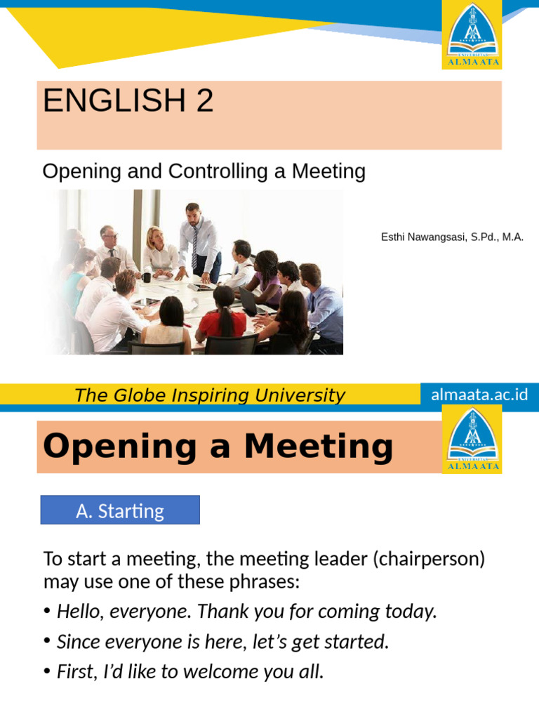 Meeting 10 (Opening and Controlling A Meeting) | PDF