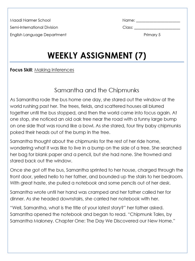 Primary 5 English Assignment | PDF