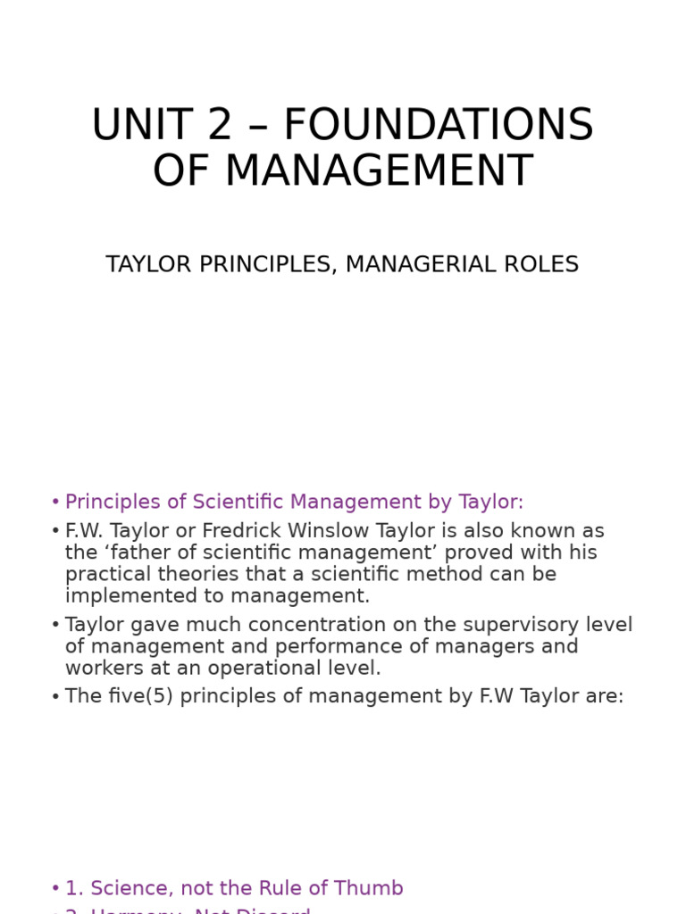 Taylor's Management Principles & Roles | PDF | Skill | Knowledge
