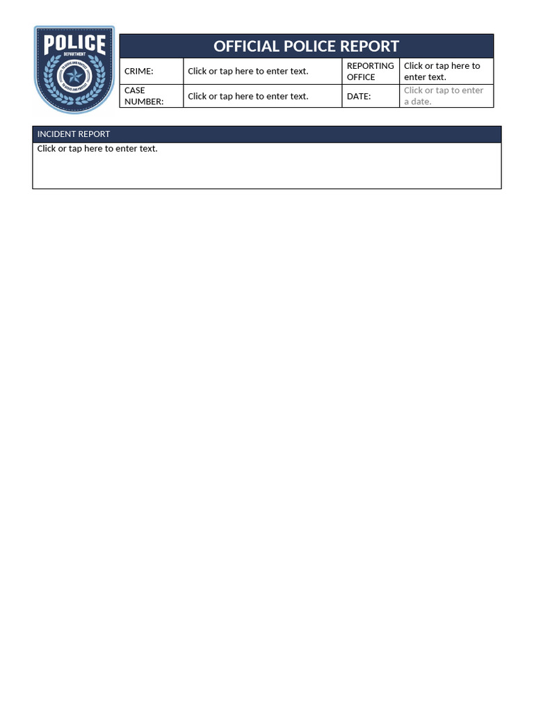 OFFICIAL POLICE REPORT TEMPLATE copy | PDF