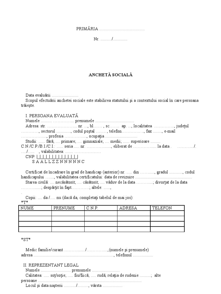 Model Ancheta Sociala | PDF