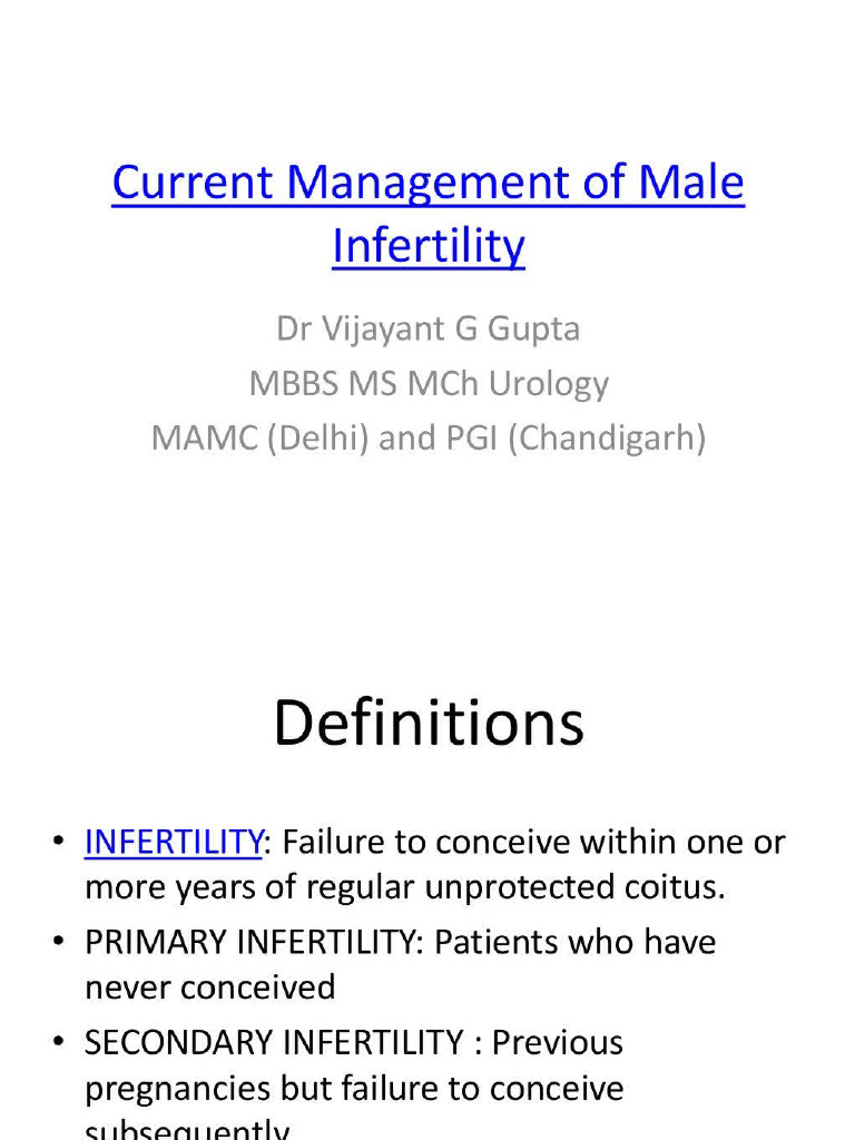 Current Management of Male Infertility Recent Trends | PDF