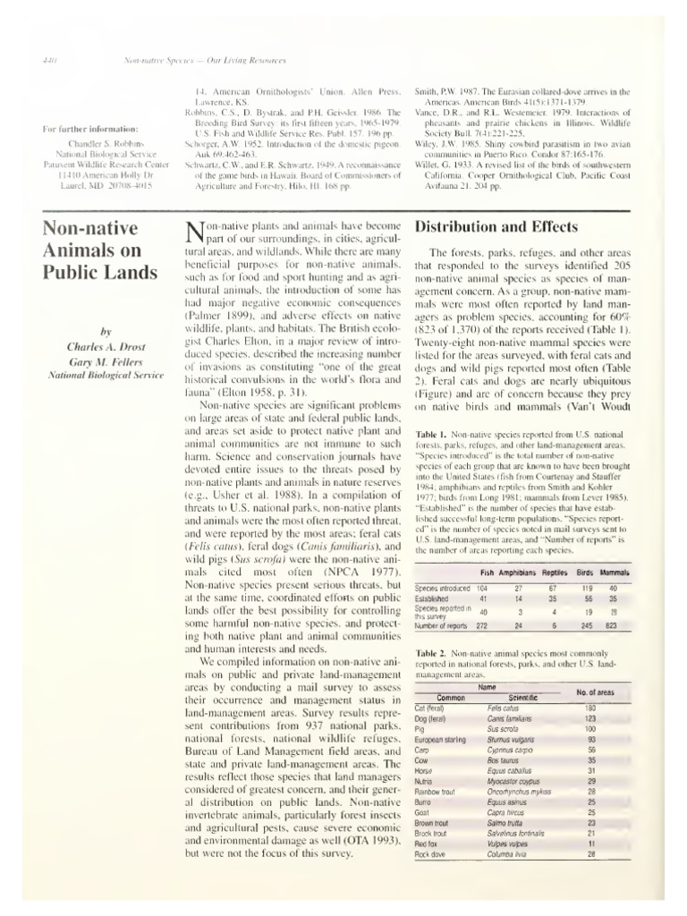 Non native animals on public lands | PDF | Introduced Species | Trout