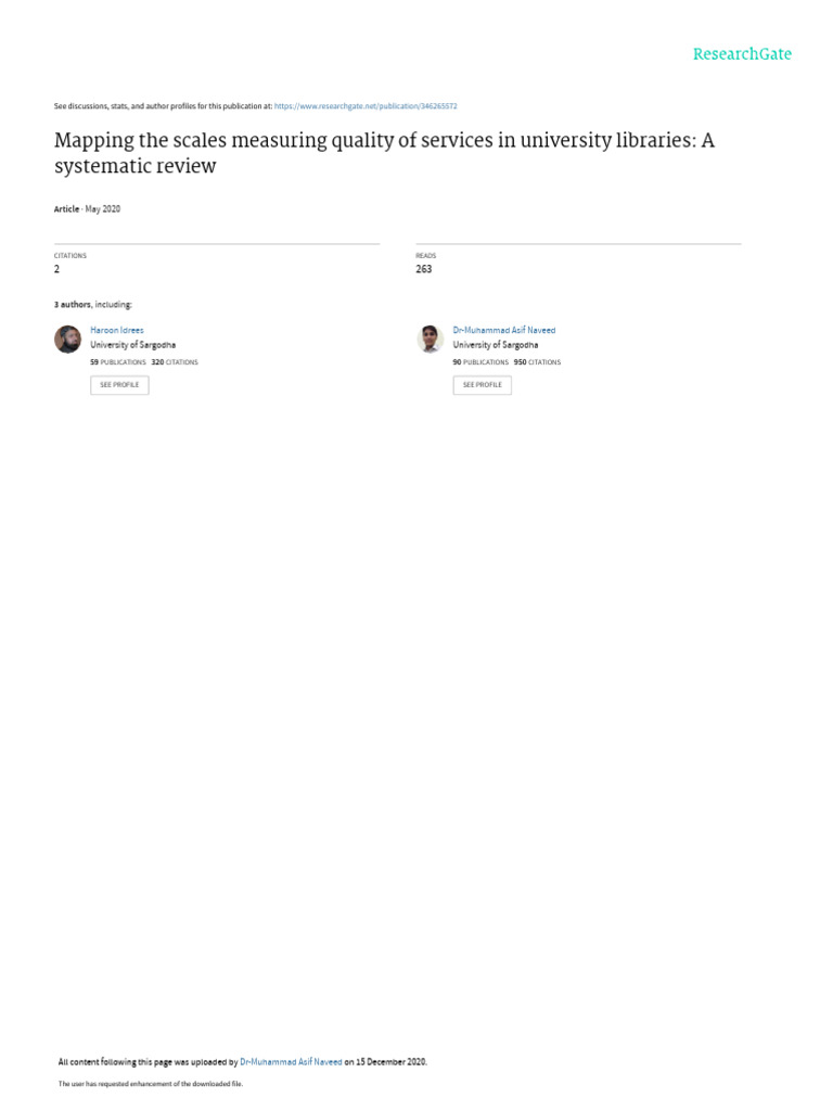 Mapping The Scales Measuring Quality of Services in University ...