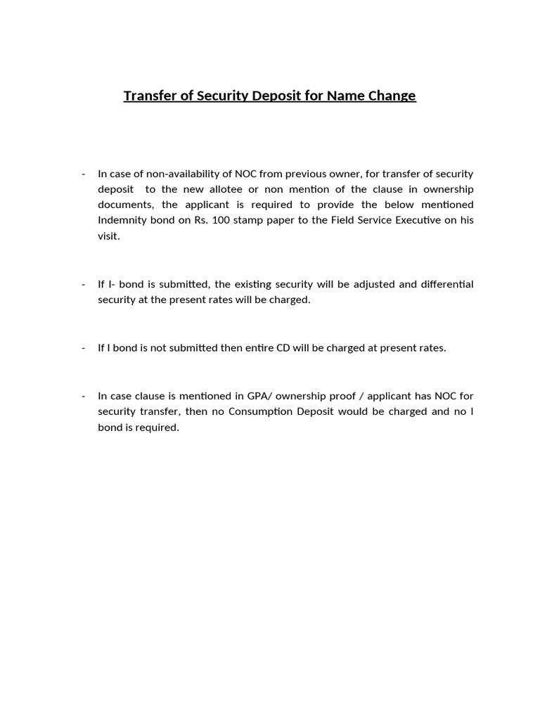 Security Deposit Transfer Indemnity Bond | PDF | Indemnity | Interest