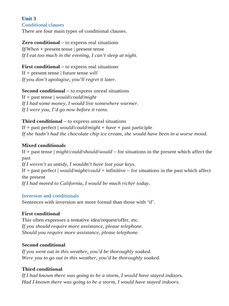 Grammar Conditional Clauses | PDF | Grammatical Tense | Semantic Units