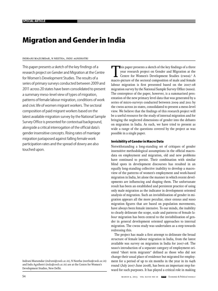 Migration_and_Gender_in_India | PDF | Human Migration | Migrant Worker