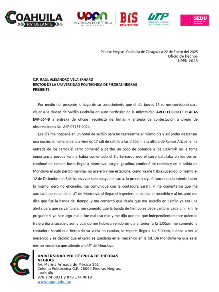 Oficio 027 Reloj Checador | PDF